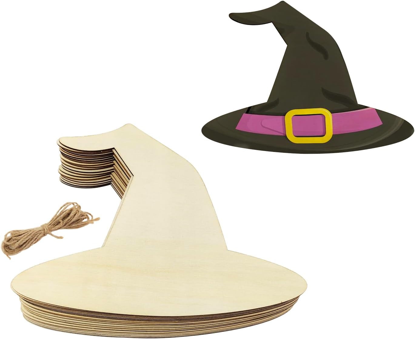20 Pack 6 Inch Wood Witch Hat Crafts Unfinished Wood Witch Hat Cutouts ...