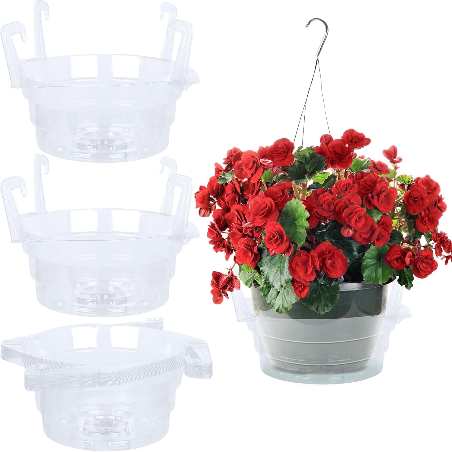 20 Pack of 6-inch Hanging Basket Water Catcher Plastic Hanging Plant ...