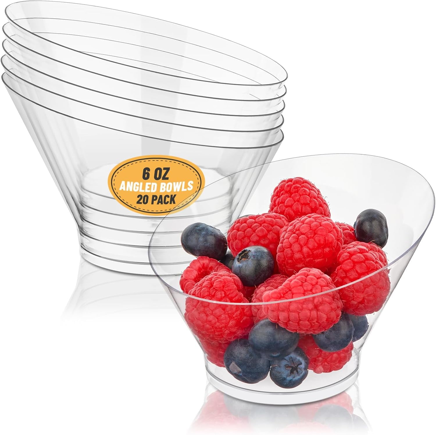 PHYSUN-20 Pack 6 oz Angled Plastic Bowls, Small Candy Bowls Disposable ...