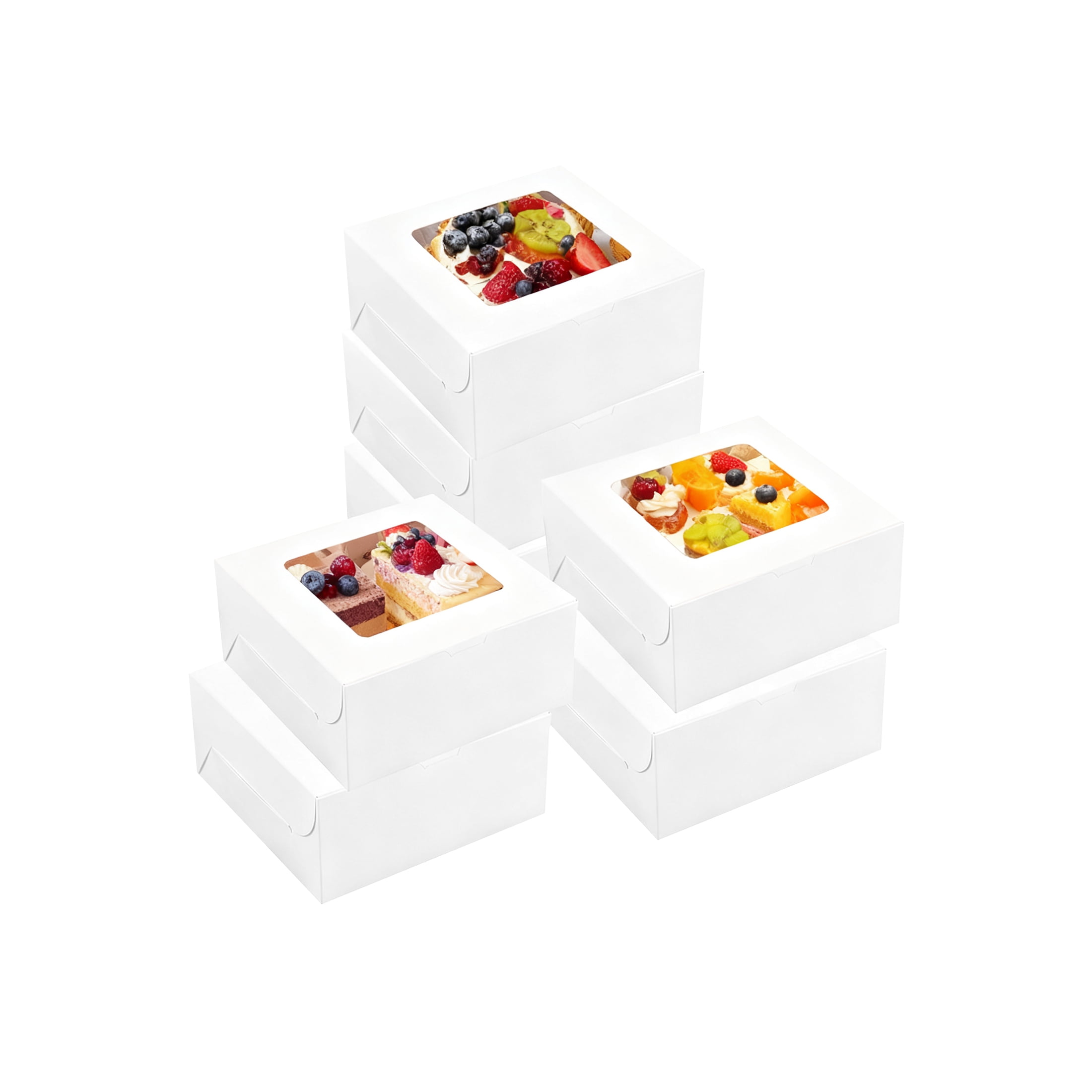 20-Pack 6x6x3 Inch White Bakery Boxes with Window, Top-Opening Pastry ...