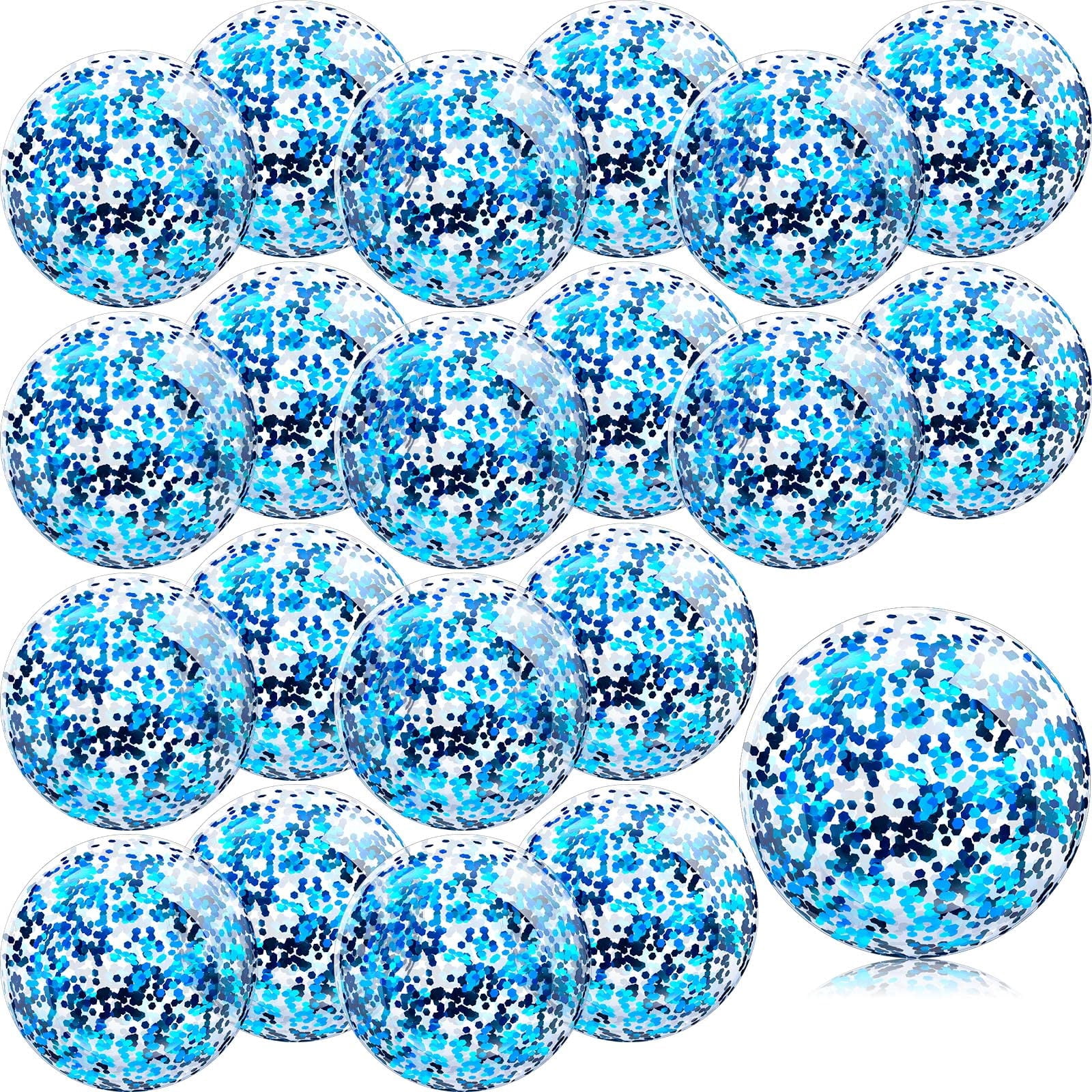 20 Pack 8 Inch Blue Mini Glitter Inflatable Playground Beach Balls ...