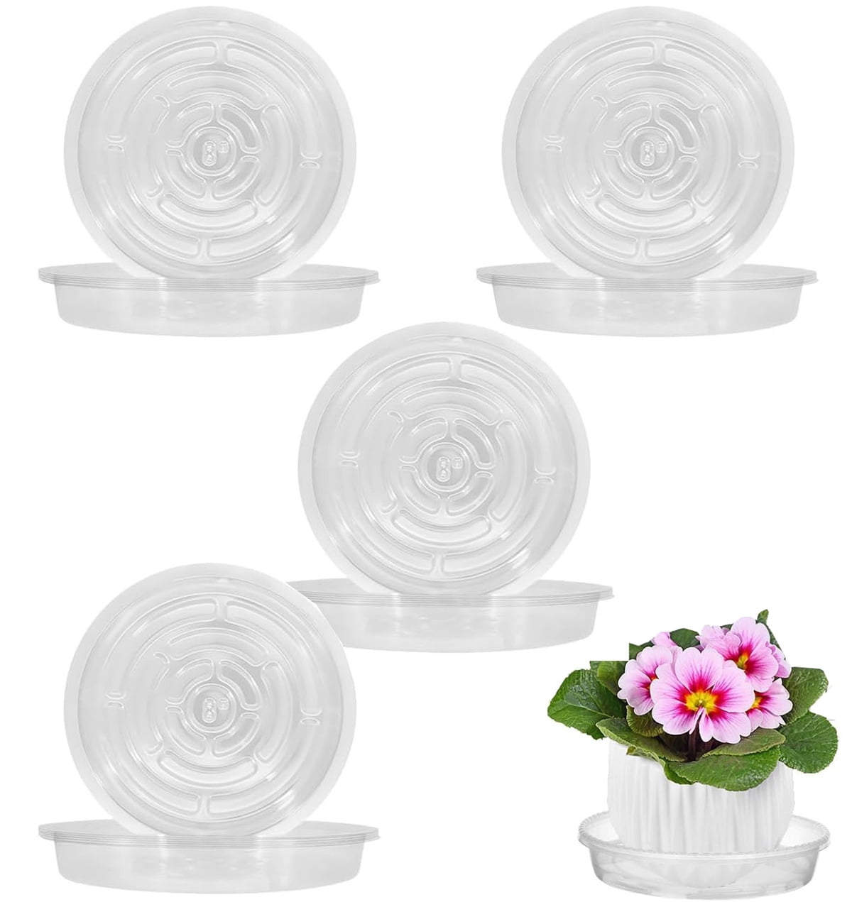 20 Pack 8 Inch Plant Saucers,Bexikou Clear Plastic Plant Saucer Drip ...