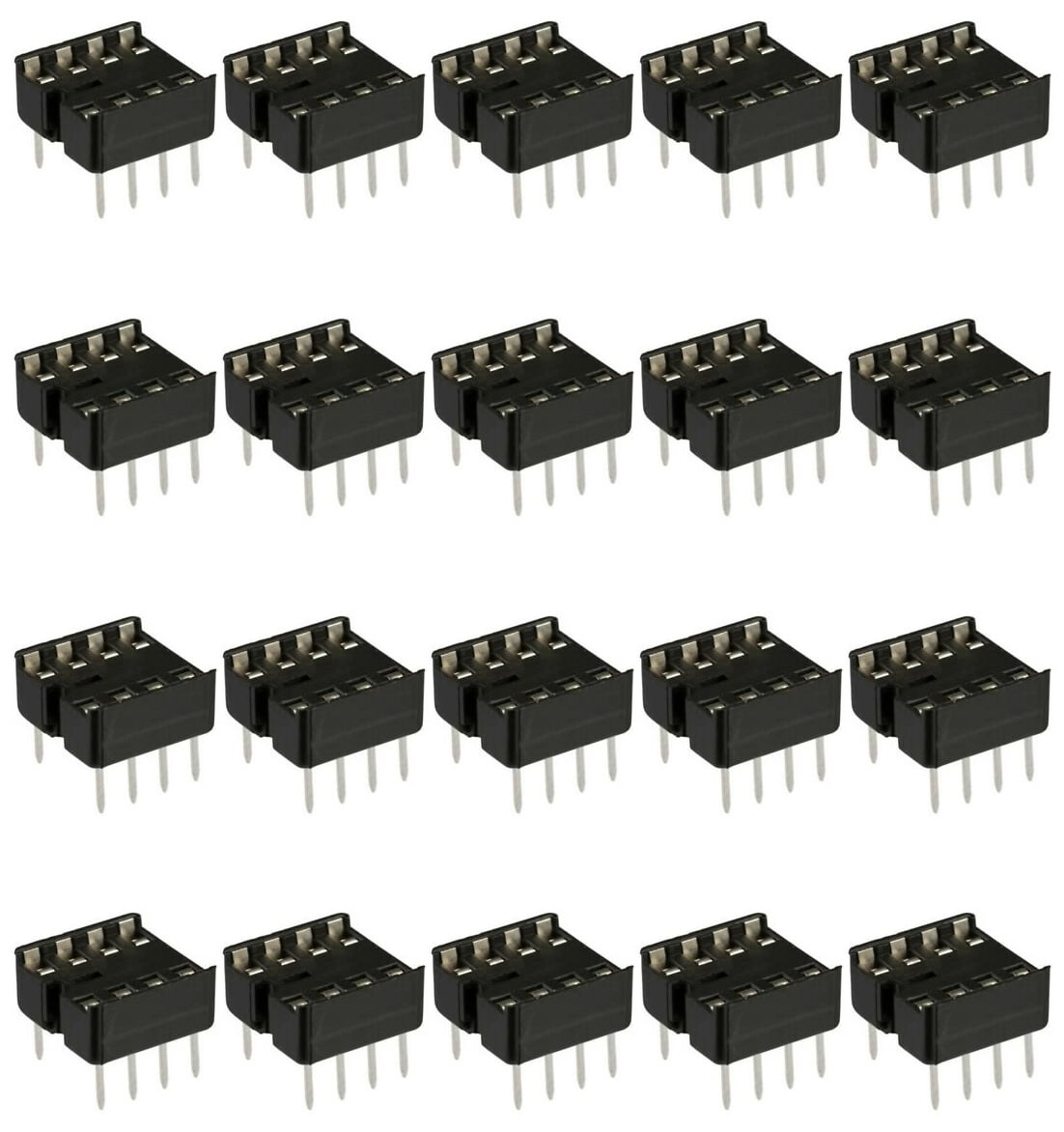 20 Pack 8 Pin Solder Tail Low Profile DIP IC Socket, 2.54mm Pitch, 7 ...