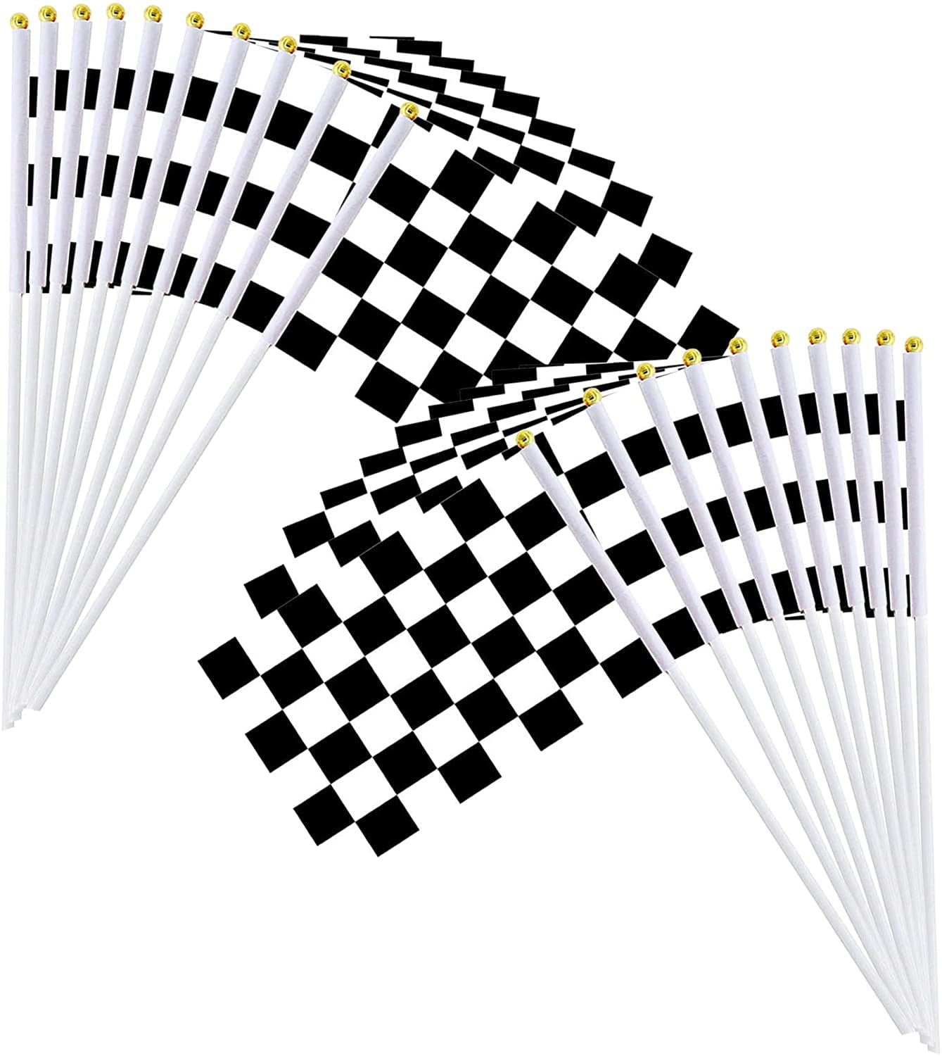 20 Pack 8"x5.5" Black and White Checkered Racing Stick Flag、Racing Hand ...