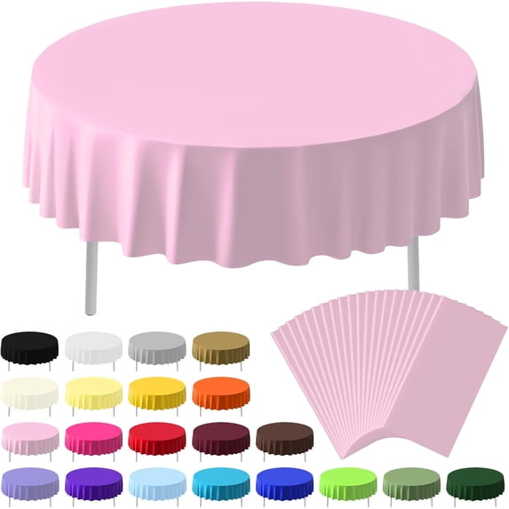 20 Pack 84" Round Disposable Plastic Tablecloths, Premium PEVA Table ...