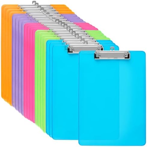 20 Pack A4 Plastic Colorful Clipboard, Sturdy Clip Boards with Scaled ...