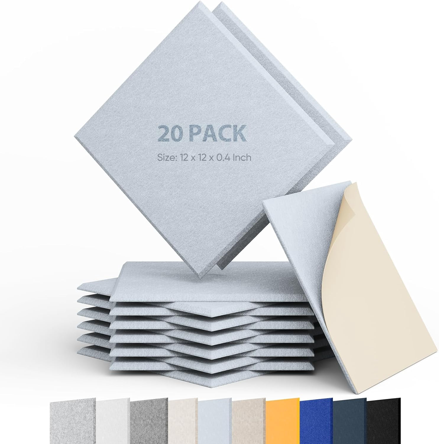 20 Pack Acoustic Panels Self Adhesive Sound Proof Foam Panels, 12x12x0 ...