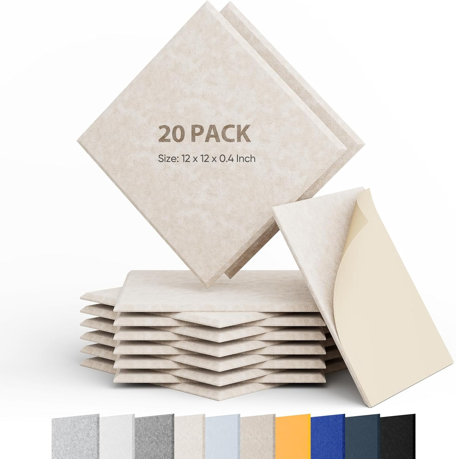 20 Pack Acoustic Panels Self Adhesive Sound Proof Foam Panels, 12x12x0 ...