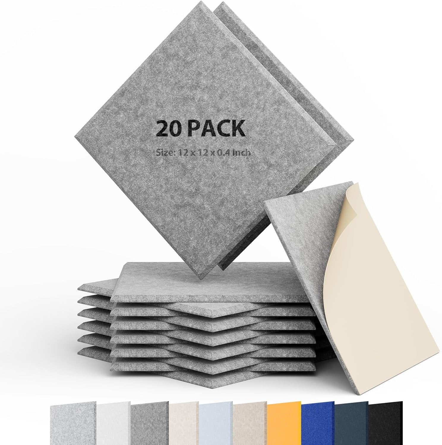 20 Pack Acoustic Panels Self Adhesive Sound Proof Foam Panels, 12x12x0 ...