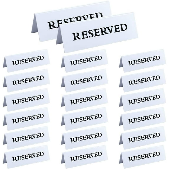 20 Pack Acrylic Reserved Table Sign 5.9x1.6x1.7 Inch Tent Style ...