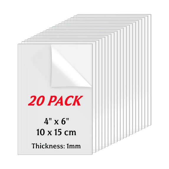 20 Pack Acrylic Sheets 4x6 inch - 0.043" Thick Clear Extruded ...