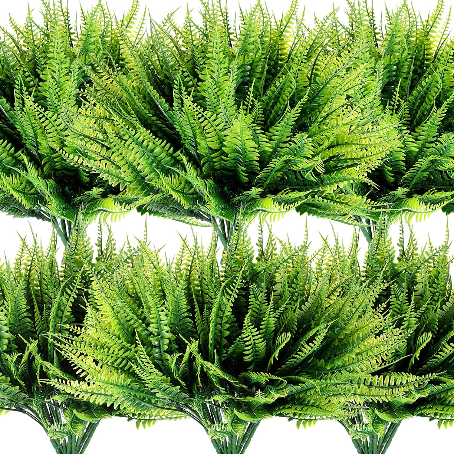 20 Pack Artificial Boston Fake Fern Plants Greenery Outdoor UV ...