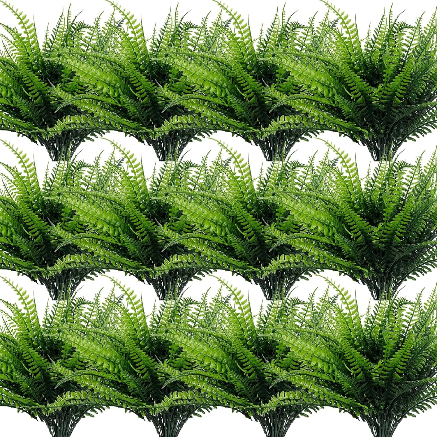 20 Pack Artificial Boston Fern Plants 17 Inch Long Outdoor UV Resistant ...