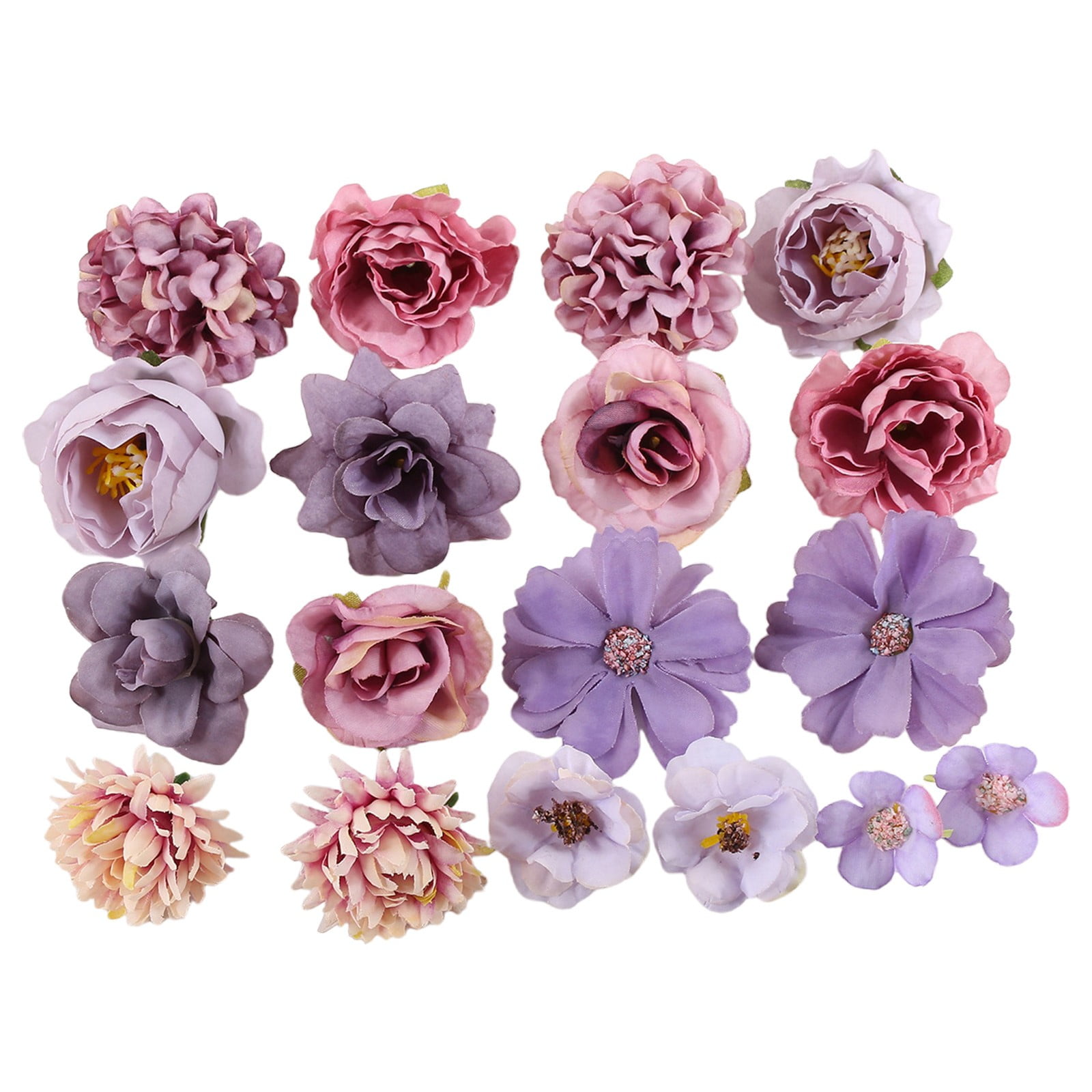 20 Pack Artificial Flowers Heads, Faux Flower Bulk, Assorted Flowers ...