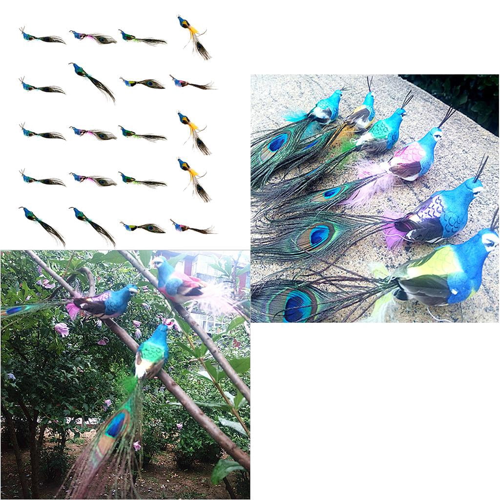 20 Pack Artificial Small Fake Decorative Little Birds for Crafts Garden ...