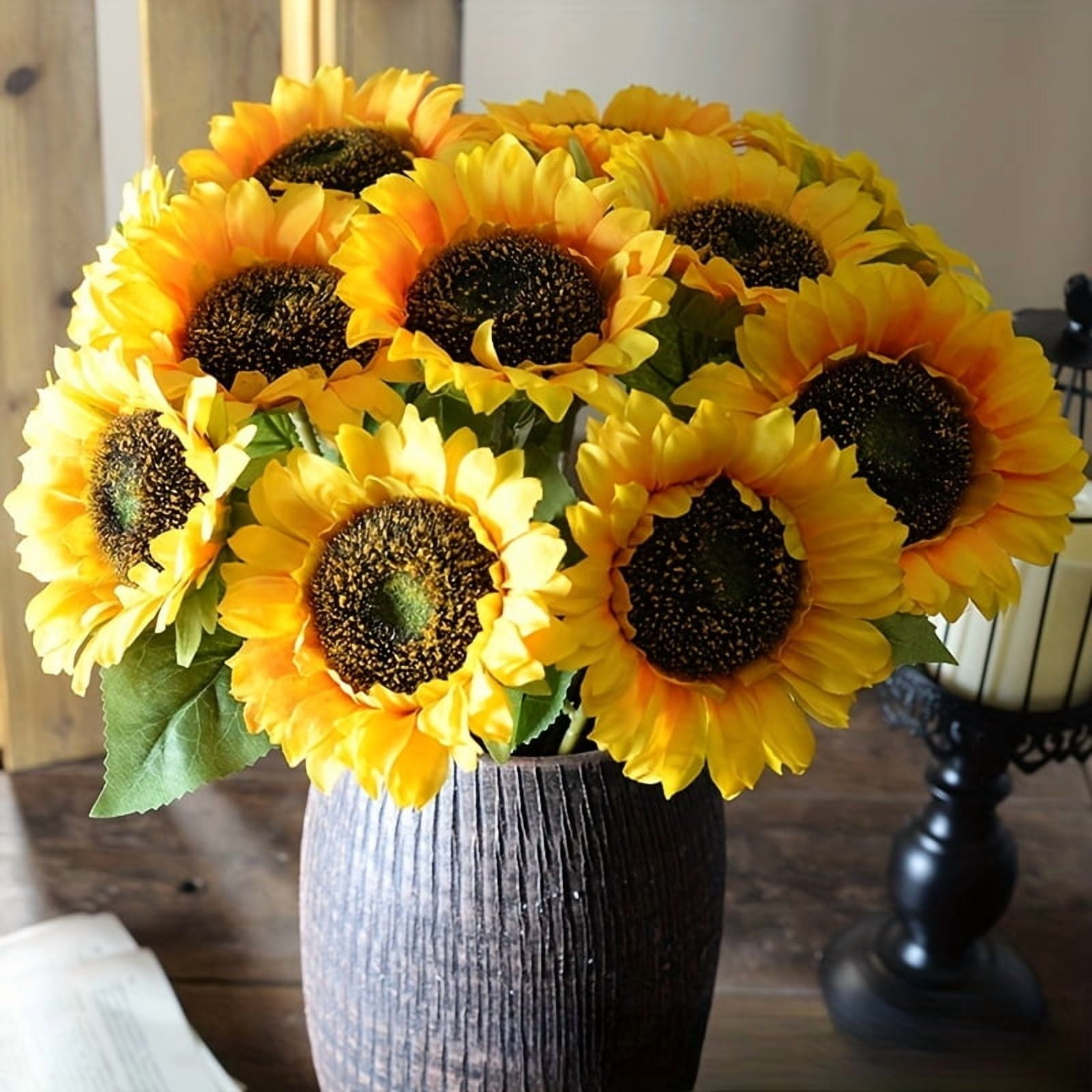 20-Pack Artificial Sunflowers – Faux Sunflower Bouquet for Home Wedding ...