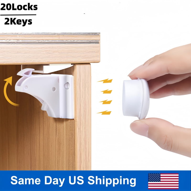 20-Pack Baby Proofing Cabinet Locks, No Drill Magnetic Latches for ...