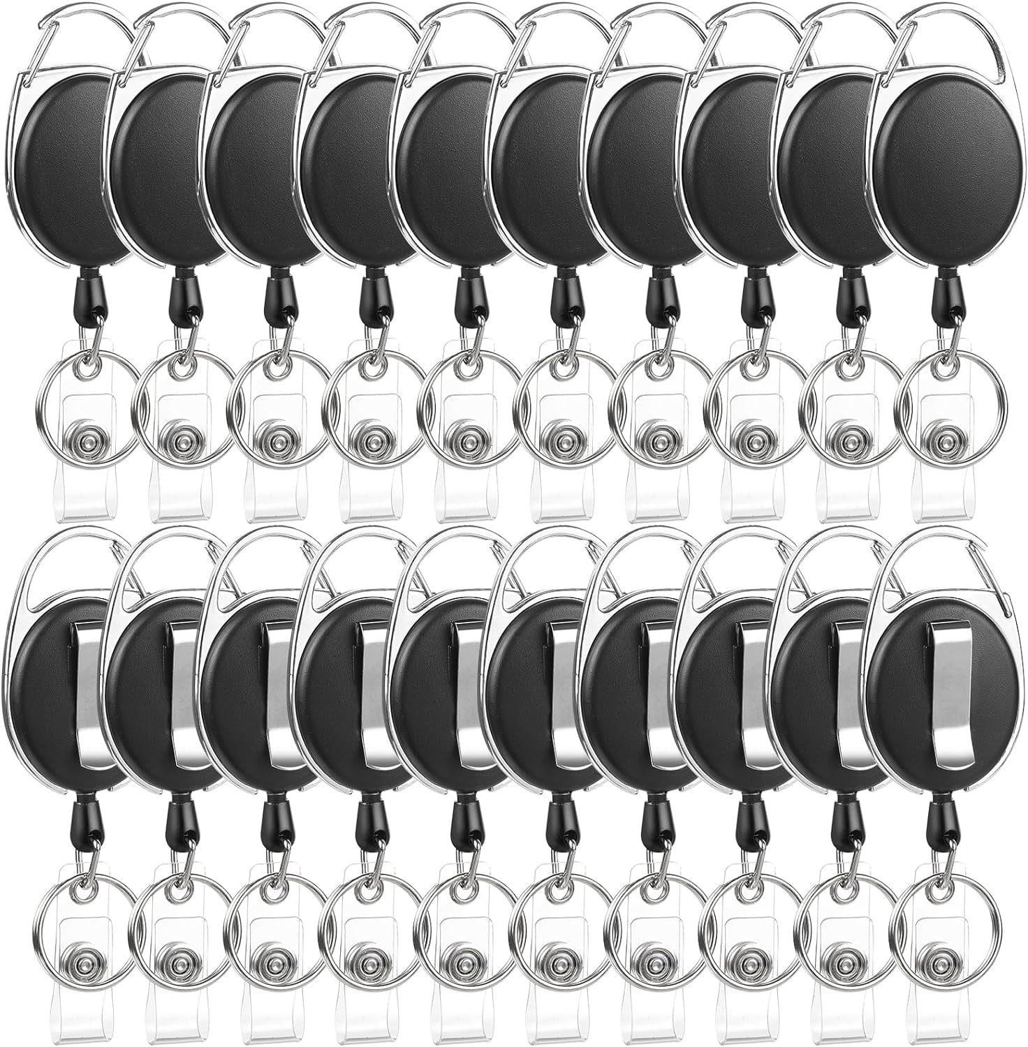 20 Pack Badge Reels Retractable ID Badge Holder with Carabiner Heavy ...