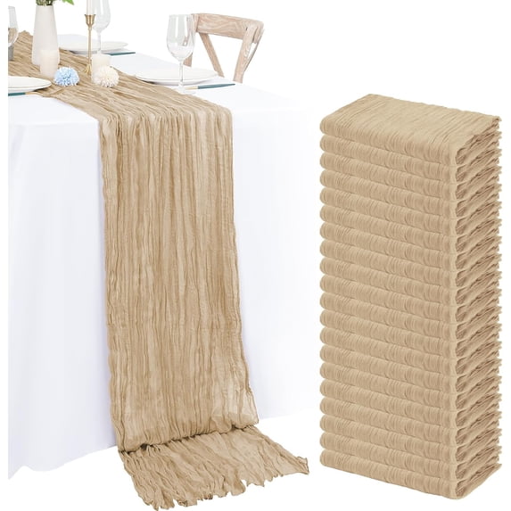 20 Pack Beige Cheesecloth Table Runner 120 Inch 10FT Rustic Boho Gauze ...