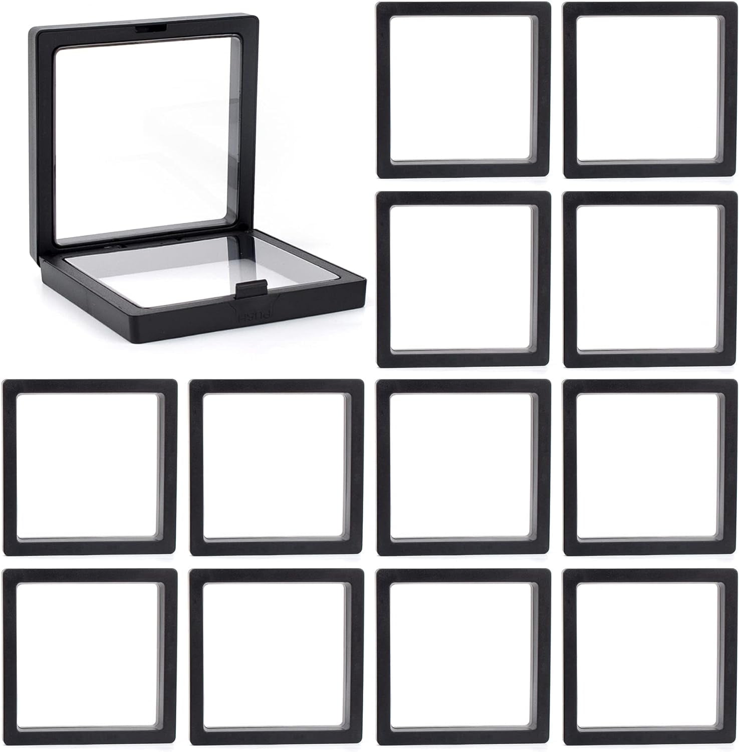 20 Pack Black 3D Floating Frame Display Case Challenge Coin Display 3 ...