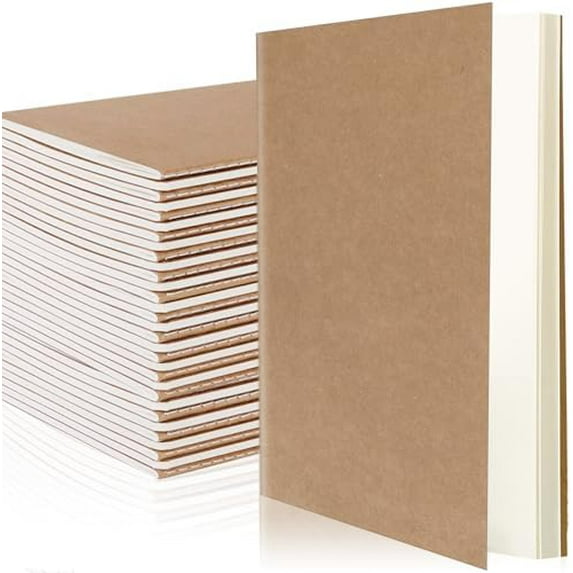 20 Pack Blank Kraft Notebook, A5 Blank Paper Sketchbook, 8.3x5.5 Inches ...