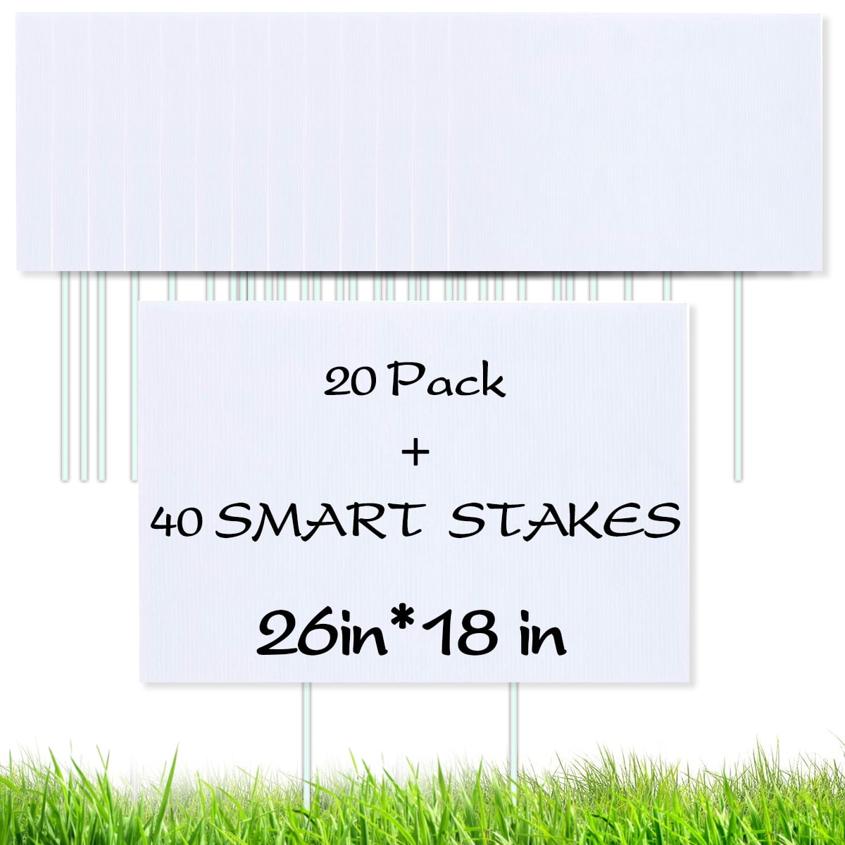 20 Pack Blank Yard Signs 18" x26" - Lawn Sign with Stakes - DIY Poster ...