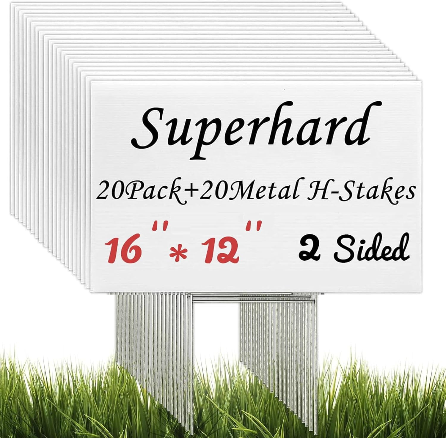 20 Pack Blank Yard Signs with Stakes 16 x 12 Inches White Plastic Yard ...