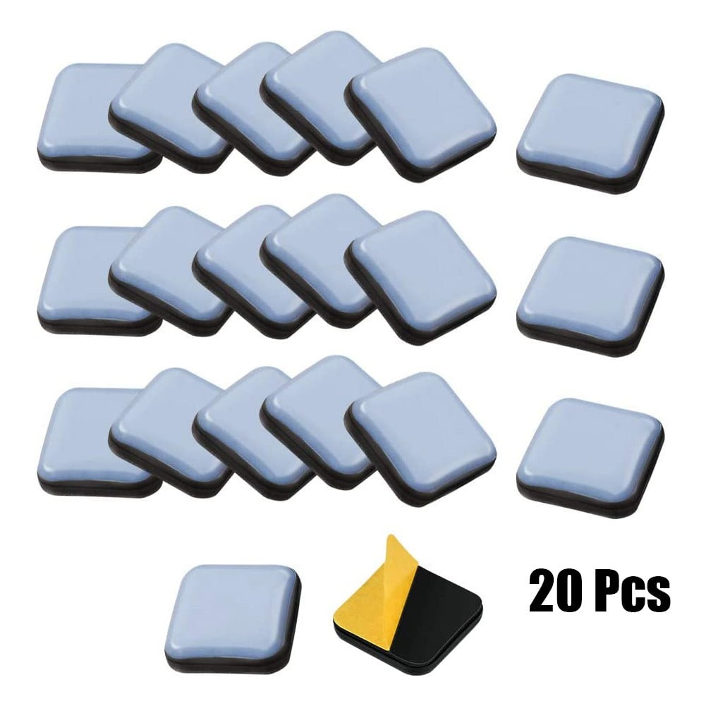 20 Pack Blue Square PTFE Furniture Sliders Gliders 25x25mm for Sofa ...