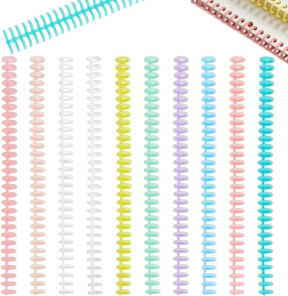 20 Pack Book Binding Wire 10 Colors Plastic Binding Comb Spines Double Ring Coil 30 Holes 1/2 ...