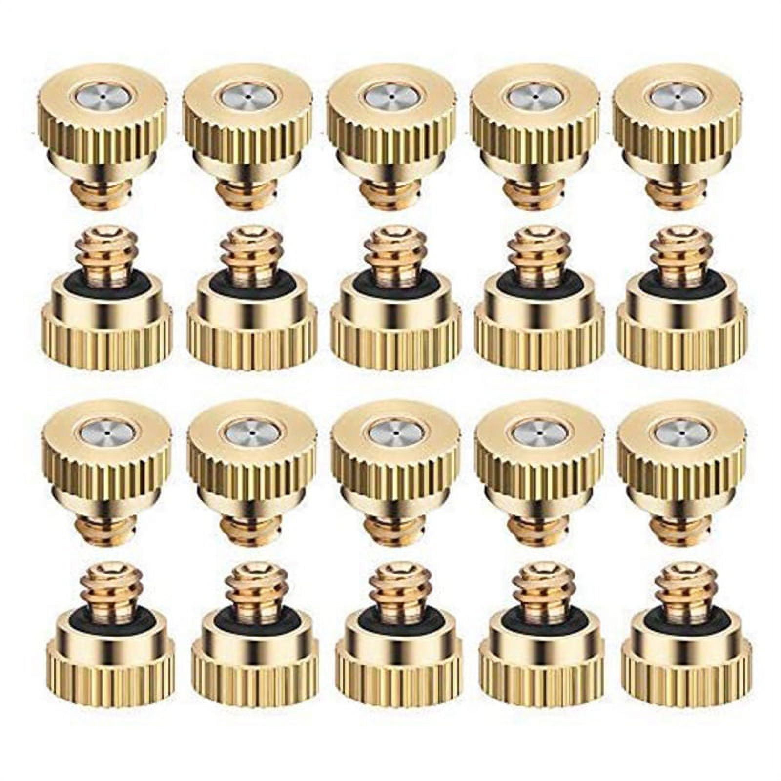 20 Pack Brass Misting Nozzles Tees, Dust Control Mist Nozzle Sprinkler ...