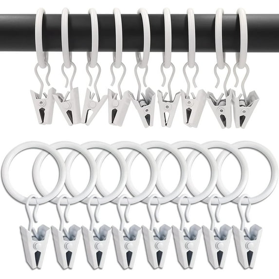 20 Pack Bronze Curtain Rings with Clips, Curtain Hooks Hangers Clip ...