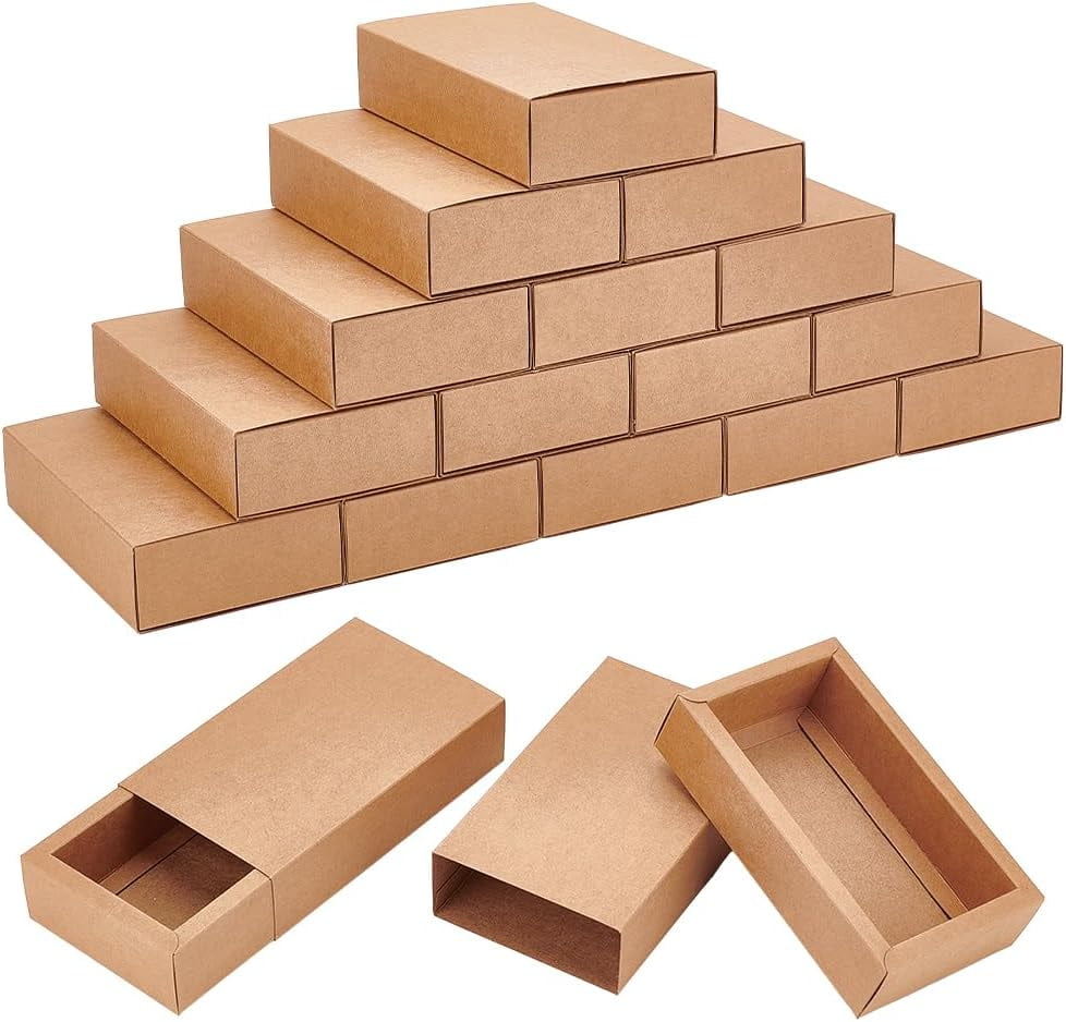 20 Pack Brown Kraft Paper Drawer Boxes 5.7x3.15x1.55 inch Rectangle ...