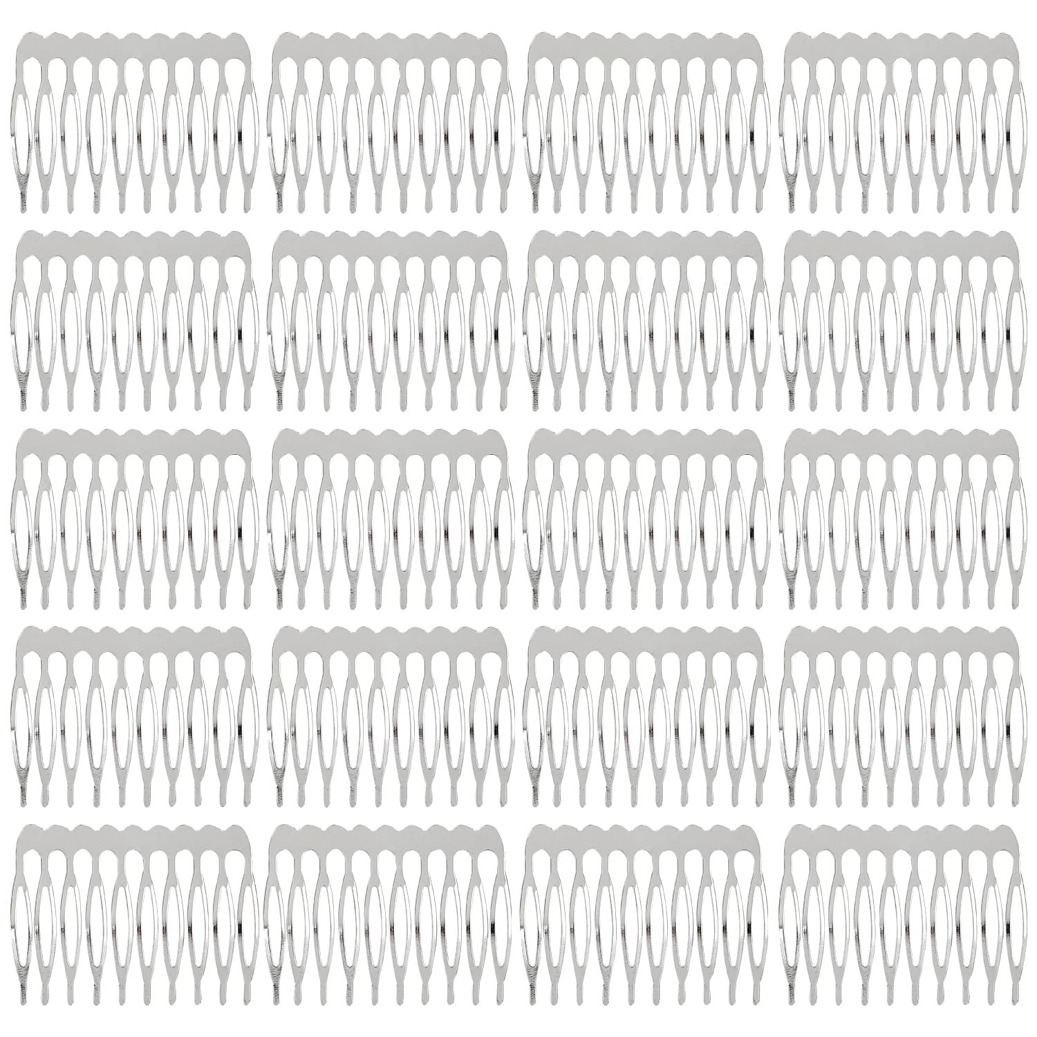20 Pack Bulk 5 10 Teeth Silver Metal Side Hair Combs Plain Blank ...