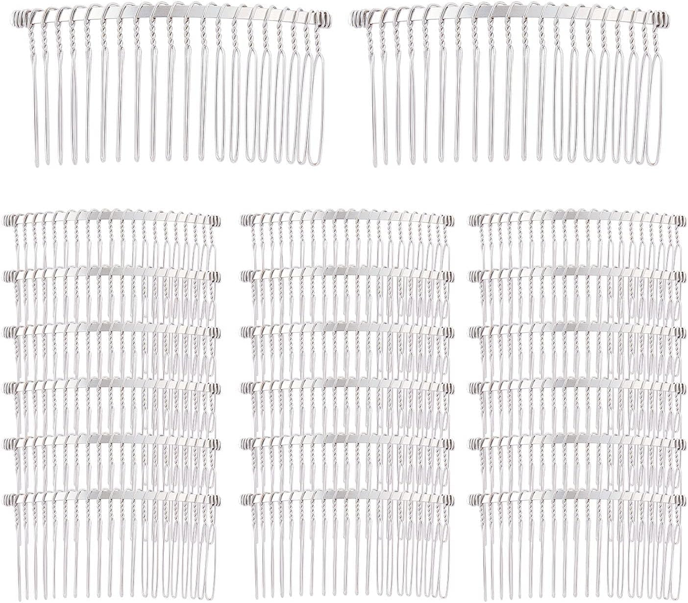20 Pack Bulk 20 Teeth Silver Gold Black Metal Side Hair Combs Wire ...