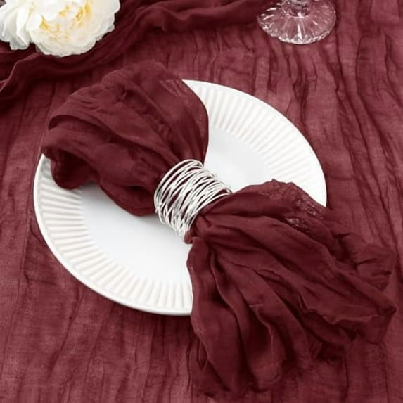 20 Pack Burgundy Red Cheesecloth Napkins Spring Cloth Napkins Set of 20 ...