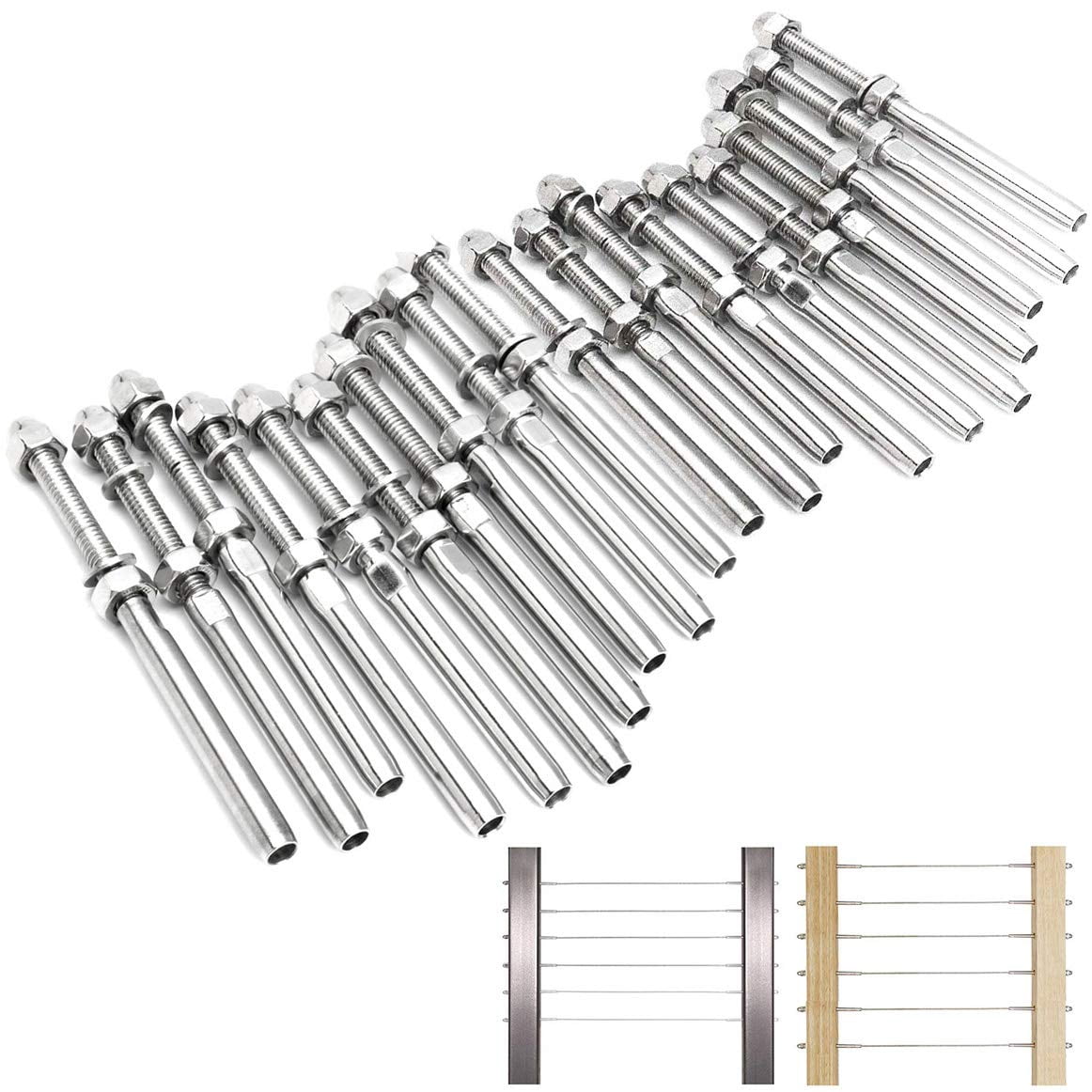 20 Pack Cable Railing Swage Threaded Stud Tension Fitting Terminal for ...