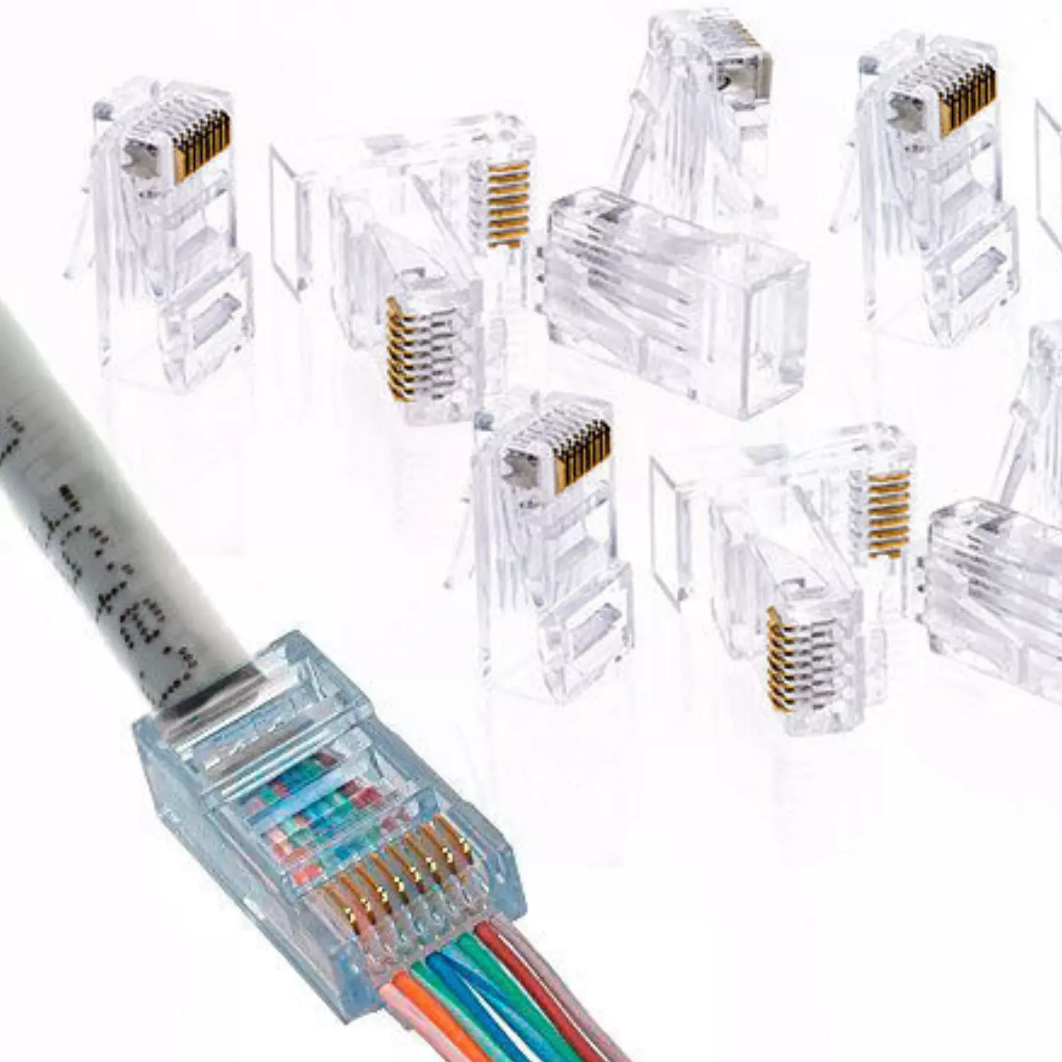 20 Pack Cat5e RJ45 Network Modular Plug UTP Cable Connector End Pass ...