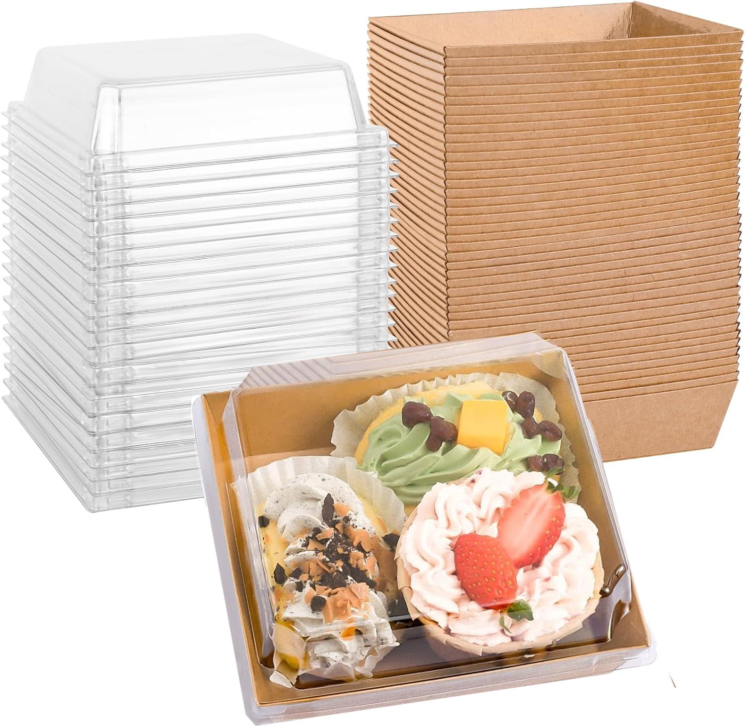 20 Pack Charcuterie Boxes with Clear Lids,Happon Square Paper ...