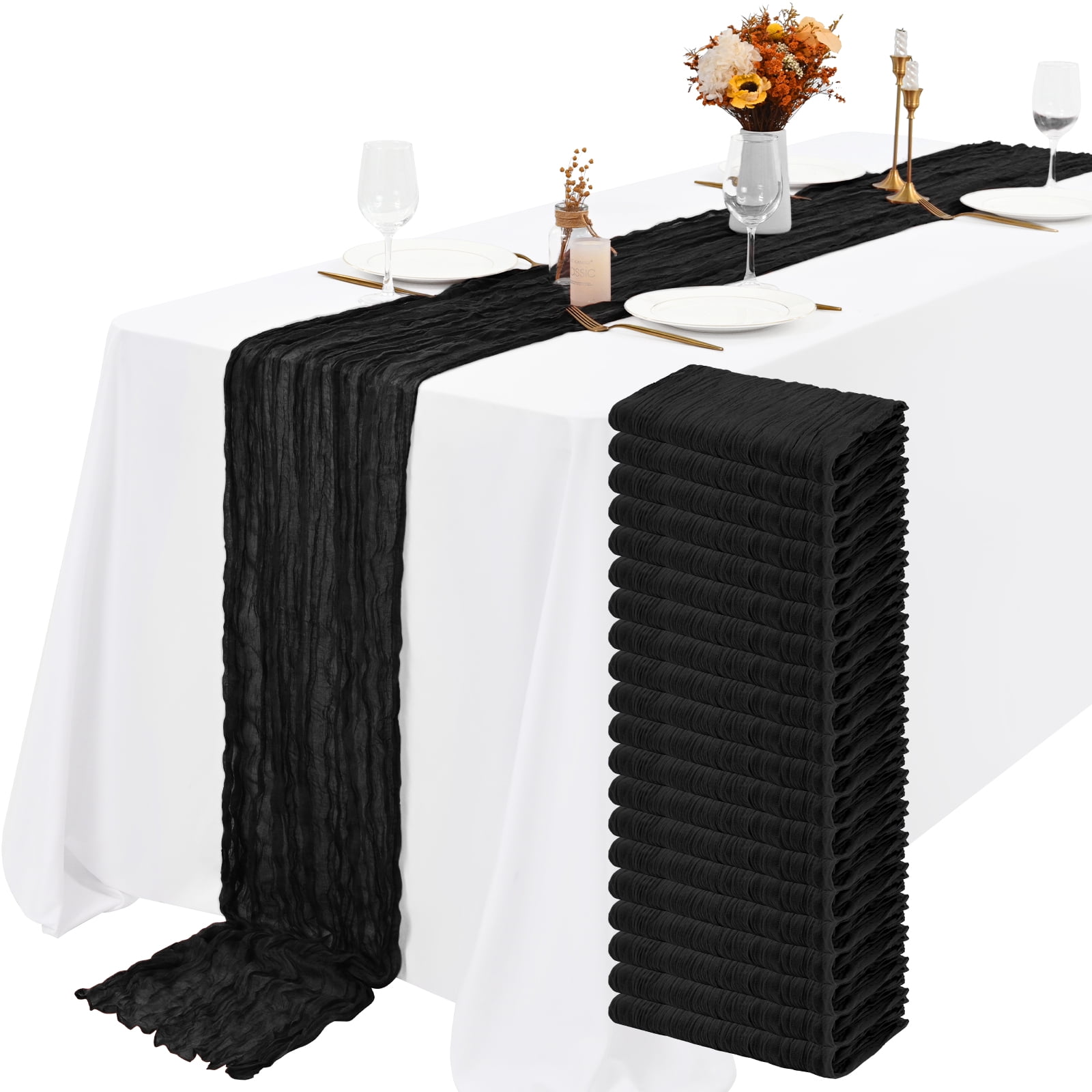 20 Pack Cheesecloth Table Runner 20 x 120 Inch Boho Gauze Table Runner ...