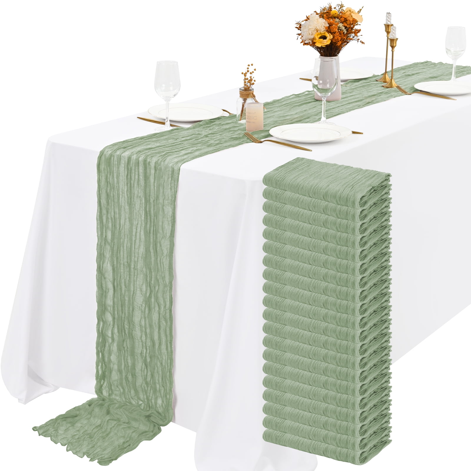 20 Pack Cheesecloth Table Runner 20 x 120 Inch Boho Gauze Table Runner ...