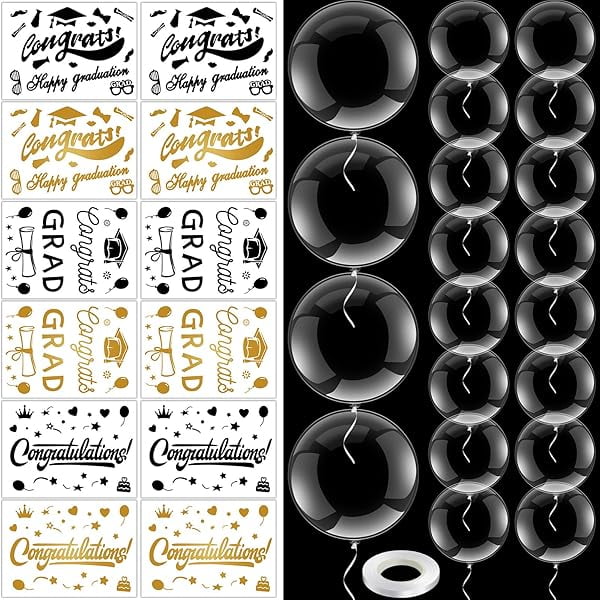 20 Pack Clear Balloons Transparent Bobo Balloons 20 Inch with 12 Sheet ...