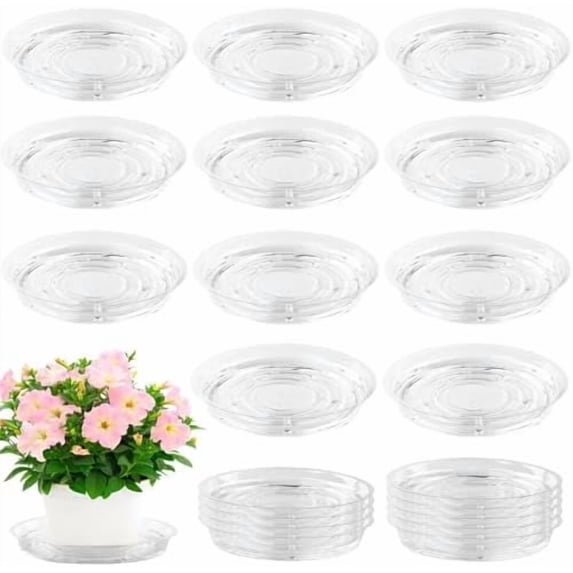 20 Pack Clear Plastic Plant Saucer 8 Inch Drip Trays Small Plant Plate ...