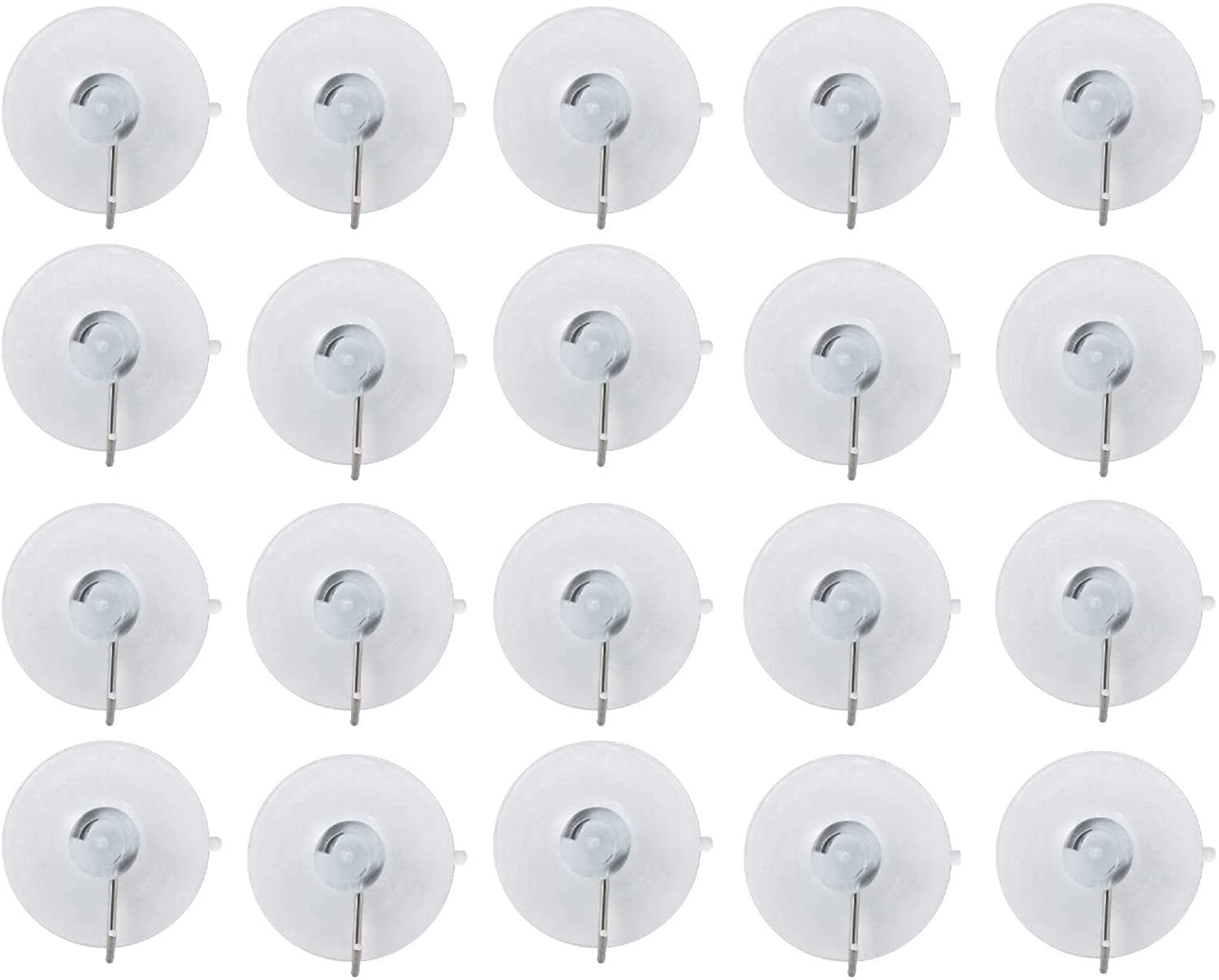 20 Pack Clear Plastic Small Suction Cup with Removable Hook 7/8