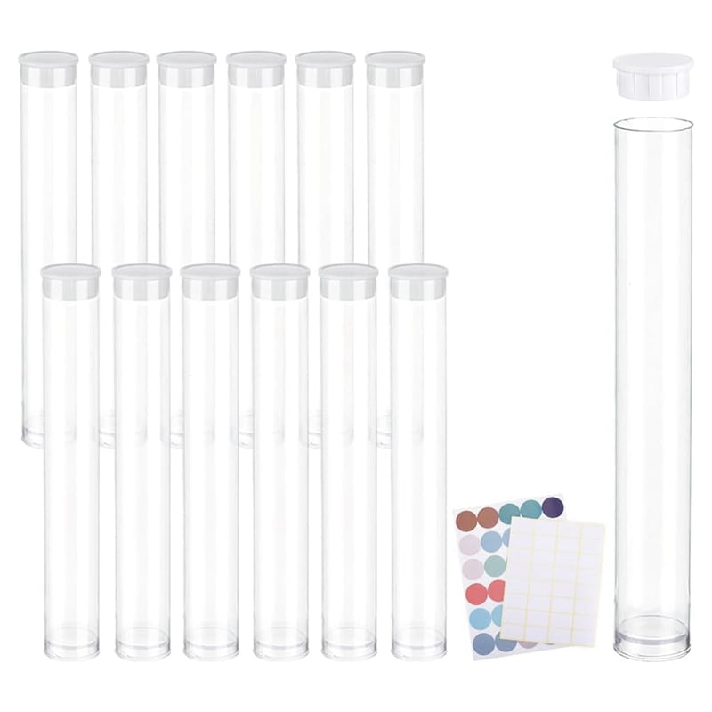 20 Pack Clear Plastic Tube Empty Storage Tubes with Lid 5 Inch Long ...