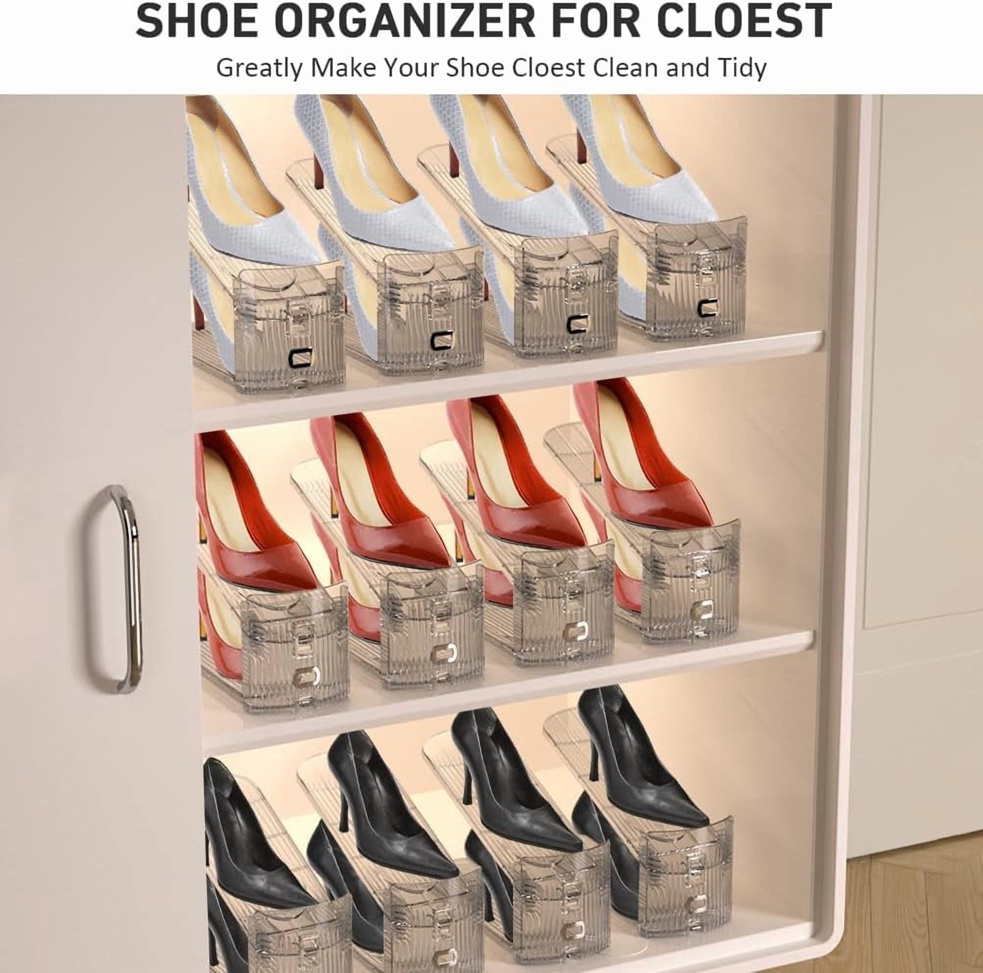 20 Pack Clear Shoe Slots Organizer - Adjustable Height 3.7''to 7.7 ...