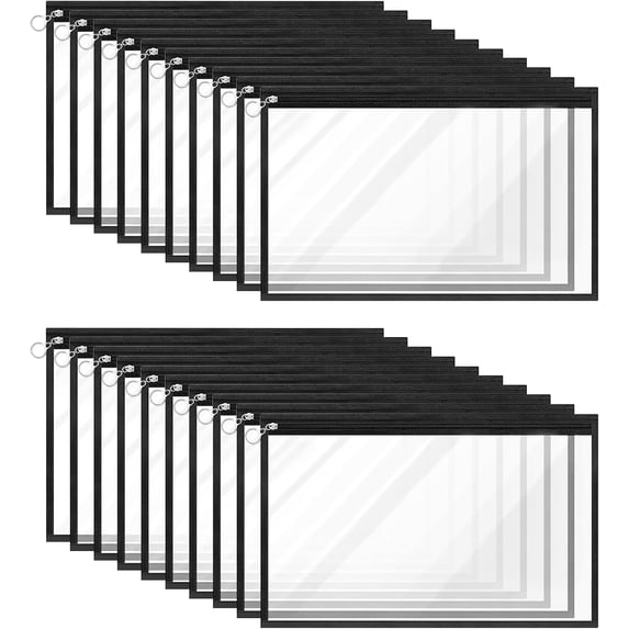 20 Pack Clear Zipper Pouches PVC Waterproof Envelopes Bags Folder ...