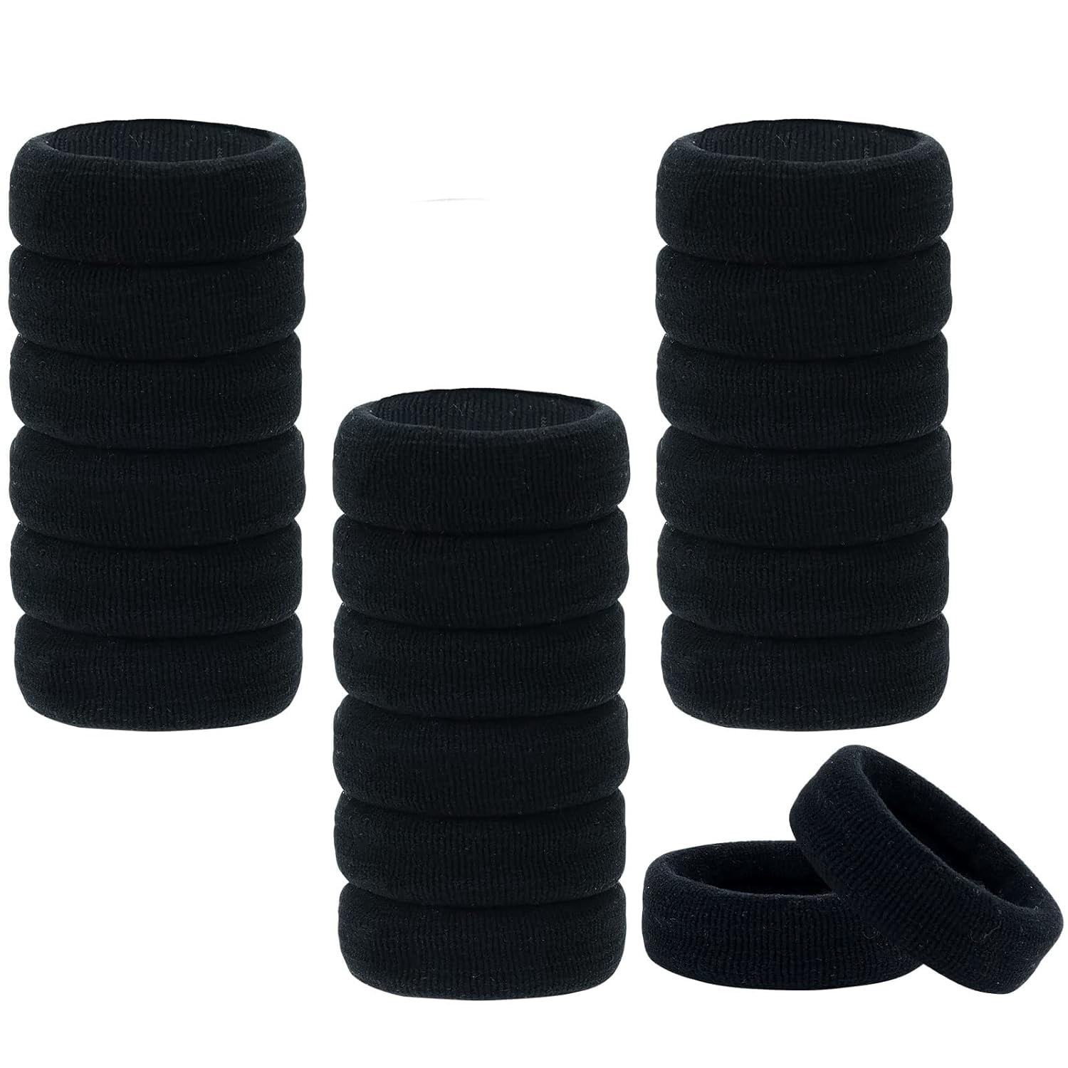 20 Pack Colorful Black Terry Cloth Knit Stretchy Wide Thick Hair Ties ...