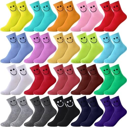 20 Pack Crazy Funny Emotion Socks for Women Crew Soft Cotton Socks, 20 ...