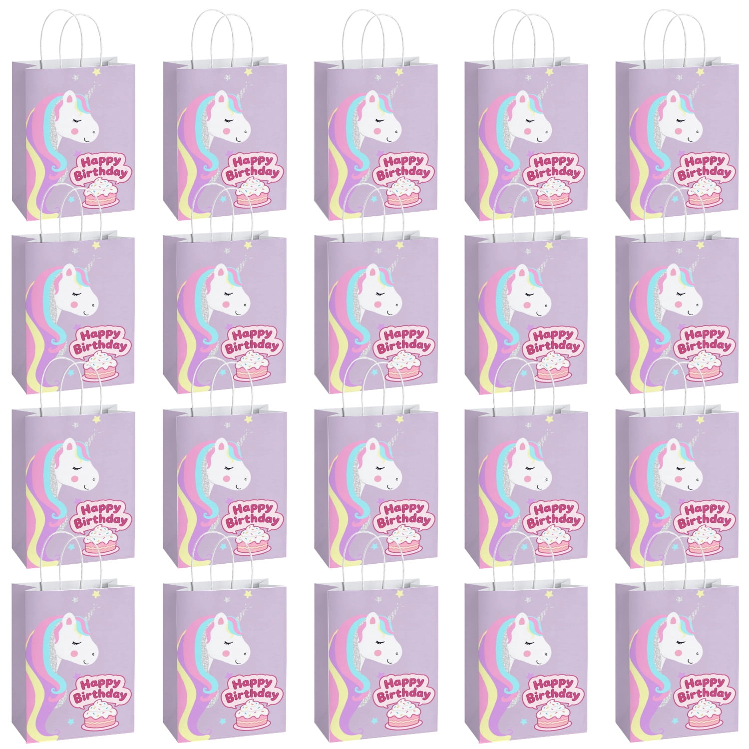 20 Pack Cute Girl Birthday Theme Gift Packaging Bag, Anime Cartoon Gift ...