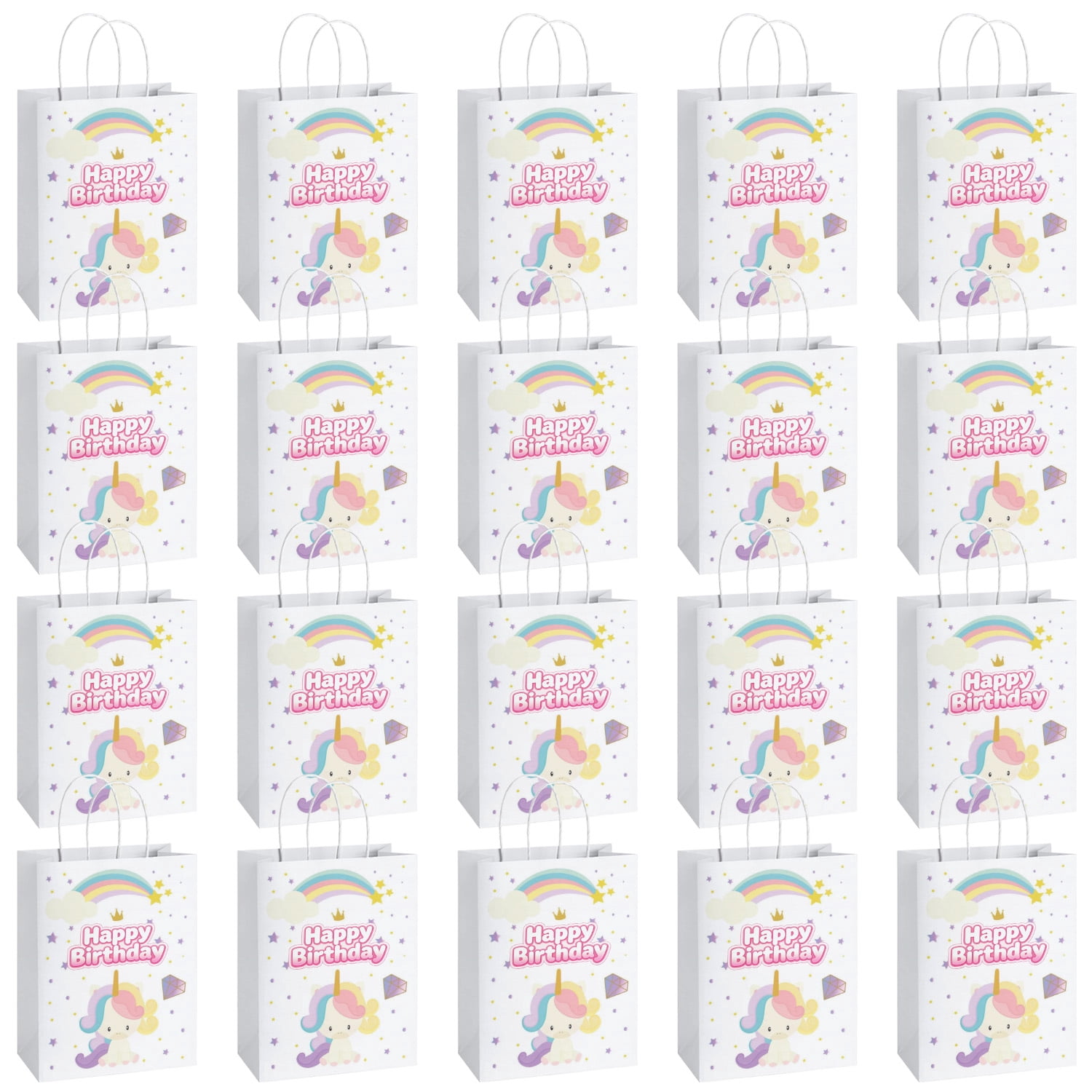 20 Pack Cute Girl Birthday Theme Gift Packaging Bag, Anime Cartoon Gift ...